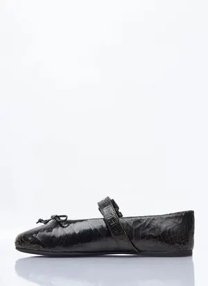 Miu Miu Crackled Leather Ballerina Shoes