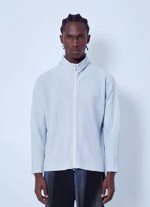 Issey Miyake Pleated Zip-up Cardigan - Grey