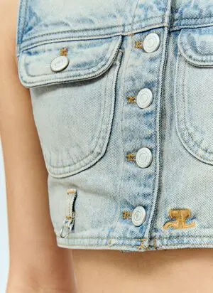 COURREGES Denim Crop Vest