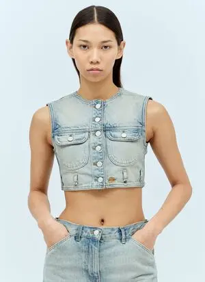 COURREGES Denim Crop Vest - Blue