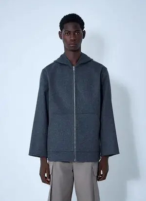 Bottega Veneta Double Face Wool Hooded Jacket - Charcoal