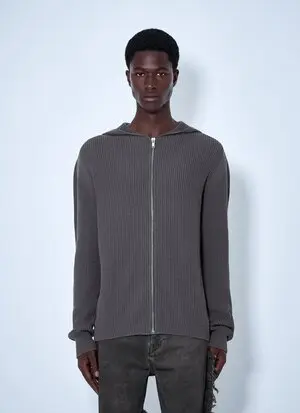Rick Owens Wool Zipped Hoodie - Grey