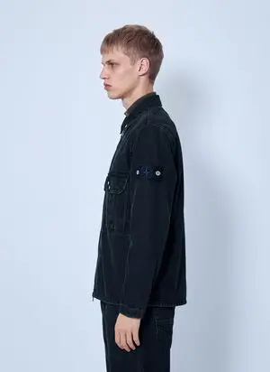 Stone Island Denim Overshirt With Utility Pocket - Blue