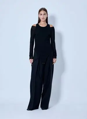LIMI FEU Rib Knit And Tulle Layered Bodysuit