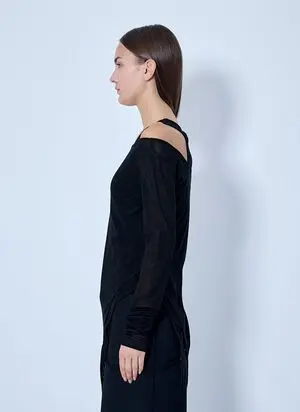 LIMI FEU Rib Knit And Tulle Layered Bodysuit
