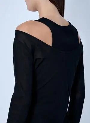 LIMI FEU Rib Knit And Tulle Layered Bodysuit