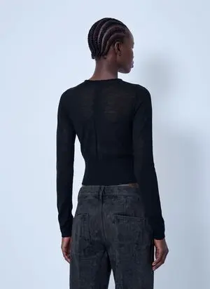 Rick Owens Slashed Cropped Pull Top - Black