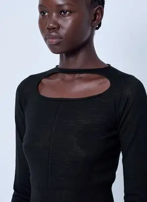 Rick Owens Slashed Cropped Pull Top - Black