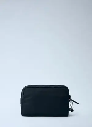 Prada Compact Nylon Pouch With Logo Detail - Black