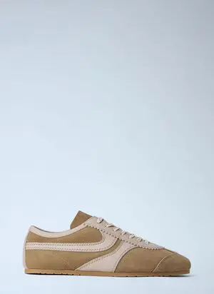 Dries Van Noten Suede Trimmed Sneakers - Beige
