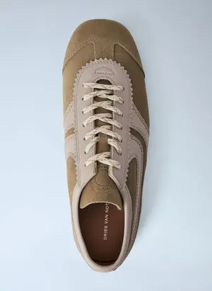Dries Van Noten Suede Trimmed Sneakers - Beige
