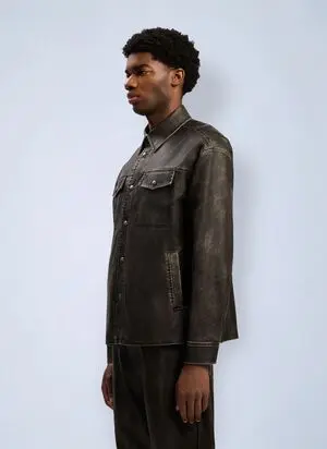 Palm Angels Curved Logo Coated Overshirt