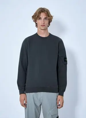 Stone Island Crewneck Sweatshirt With Sleeve Pocket - Grey