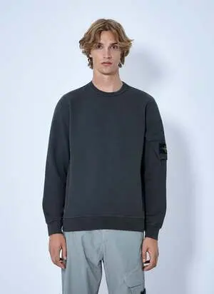 Stone Island Crewneck Sweatshirt With Sleeve Pocket - Grey