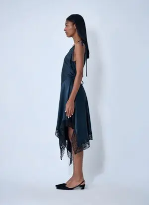 Acne Studios Satin Lace Midi Dress