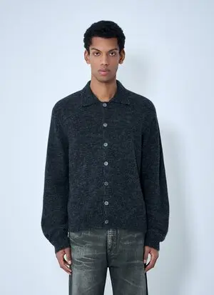 Our Legacy Button-down Cardigan In Wool Blend - Black