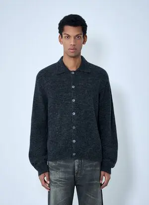 Our Legacy Button-down Cardigan In Wool Blend - Black