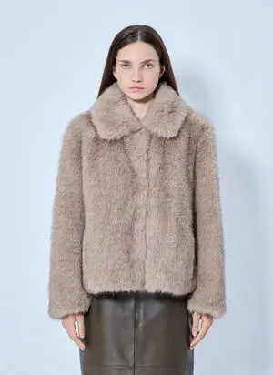 Max Mara Shawl Collar Faux Fur Jacket