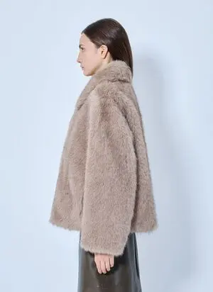 Max Mara Shawl Collar Faux Fur Jacket