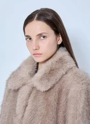 Max Mara Shawl Collar Faux Fur Jacket