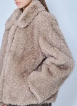 Max Mara Shawl Collar Faux Fur Jacket