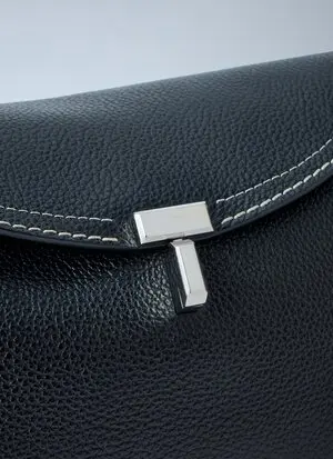TOTEME T-lock Grained-leather Shoulder Bag - Black