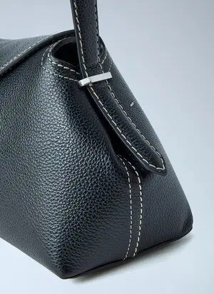 TOTEME T-lock Grained-leather Shoulder Bag - Black