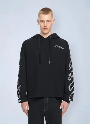 Off-White Type Arrow Diagonal Loose Hoodie - Black