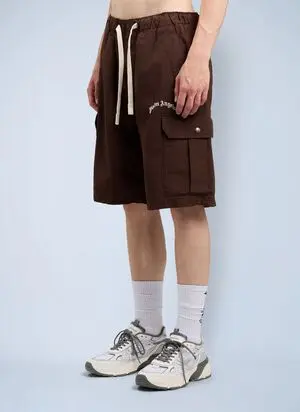 Palm Angels Curved Logo Loose Cargo Shorts