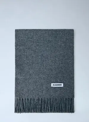 JIL SANDER Fringed Wool Scarf - Grey