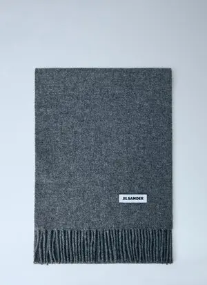 JIL SANDER Fringed Wool Scarf - Grey