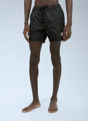 Moncler Logo Patch Swim Shorts - Black