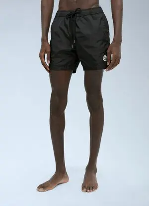 Moncler Logo Patch Swim Shorts - Black