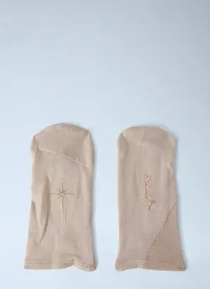 SKIN SERIES Embroidered Wool Socks - Beige