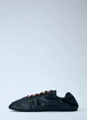 Prada Collapse Antiqued Nappa Leather Sneakers - Black