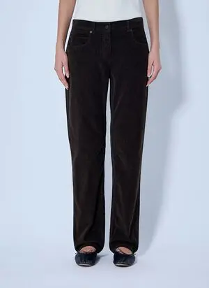 THE ROW Frava Cotton-corduroy Mid-rise Straight-leg Pants - Brown