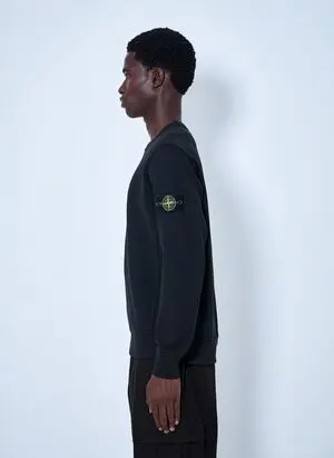 Stone Island Crewneck Sweatshirt With Logo Patch - Black