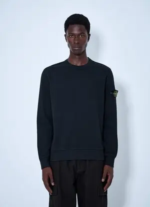Stone Island Crewneck Sweatshirt With Logo Patch - Black