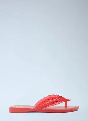 GANNI X MELISSA Ruffled Strap Flip Flops - Red
