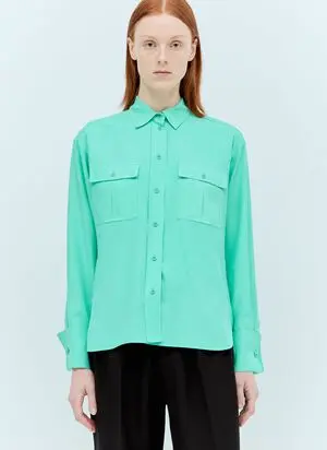 Max Mara Flap Pockets Silk Shirt - Green