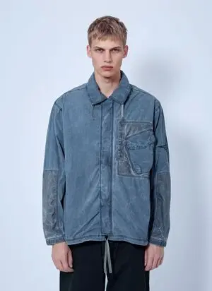 Stone Island Washed Overshirt With Drawstring Hem - Blue