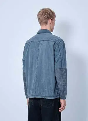 Stone Island Washed Overshirt With Drawstring Hem - Blue