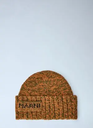 Marni Knitted Logo Beanie - Orange