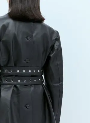 Rokh Triple Belt Faux Leather Blazer