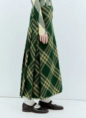 Burberry Wool Check Midi Skirt