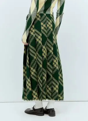 Burberry Wool Check Midi Skirt