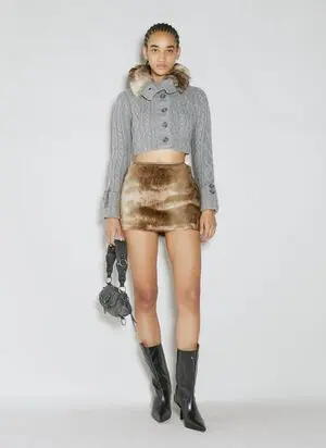 Guess Faux Fur Cable Sweater