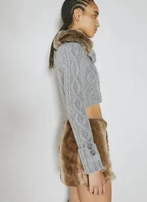 Guess Faux Fur Cable Sweater
