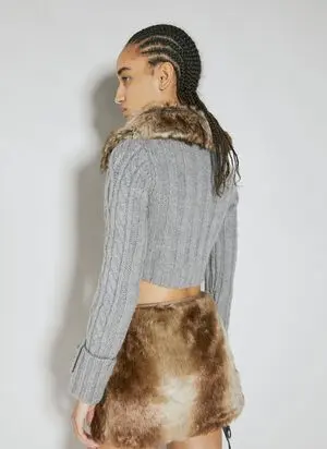 Guess Faux Fur Cable Sweater