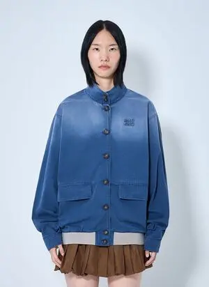 Miu Miu Old Washed Twill Blouson Jacket - Blue